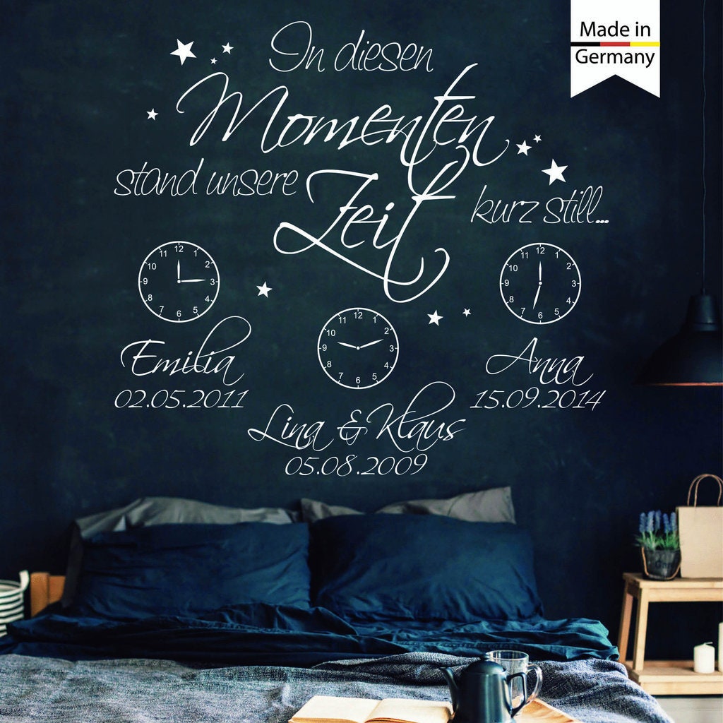 Wandtattoo In diesen Momenten stand unsere Zeit kurz still Wandaufkleber Familie personalisiert ...
